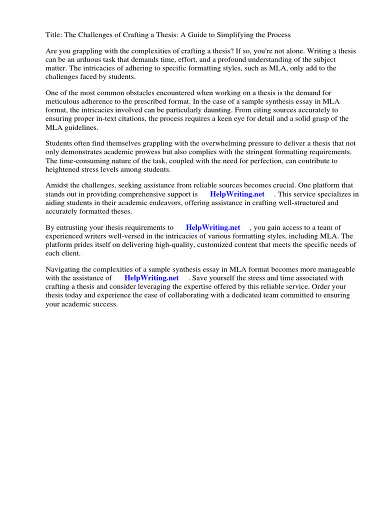 Sample Synthesis Essay Mla Format | PDF | Essays | Dialectic