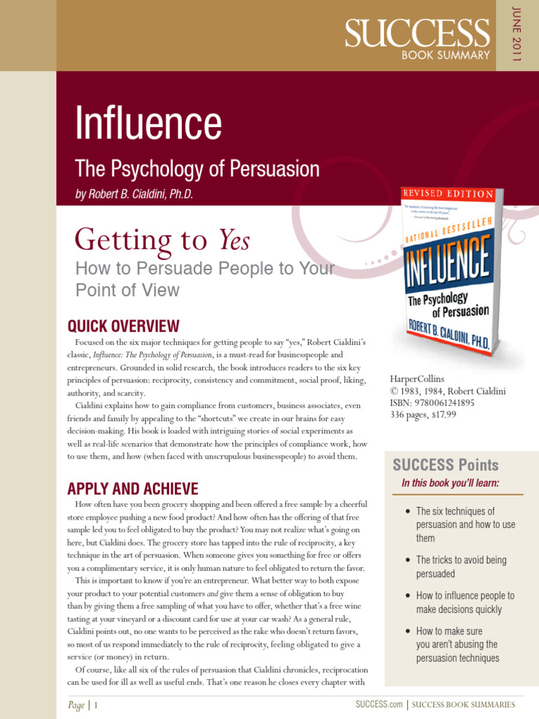 01 Influence The Psychology of Persuasion | PDF