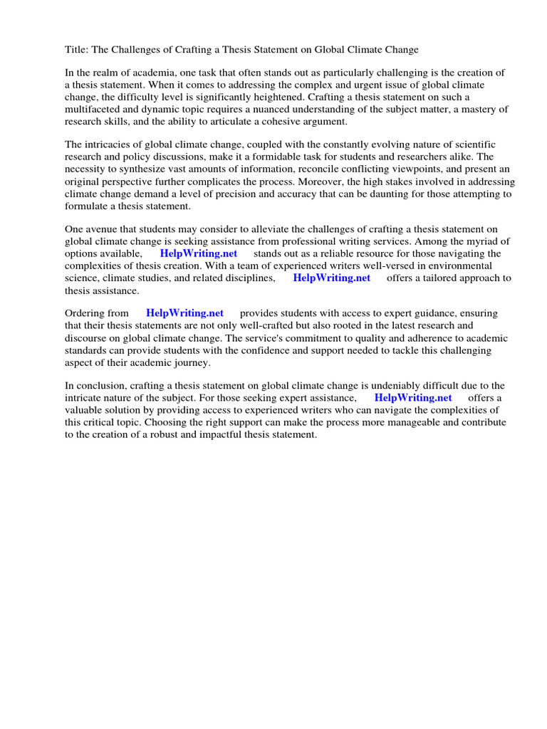 Thesis Statement On Global Climate Change | PDF | Climate Change ...