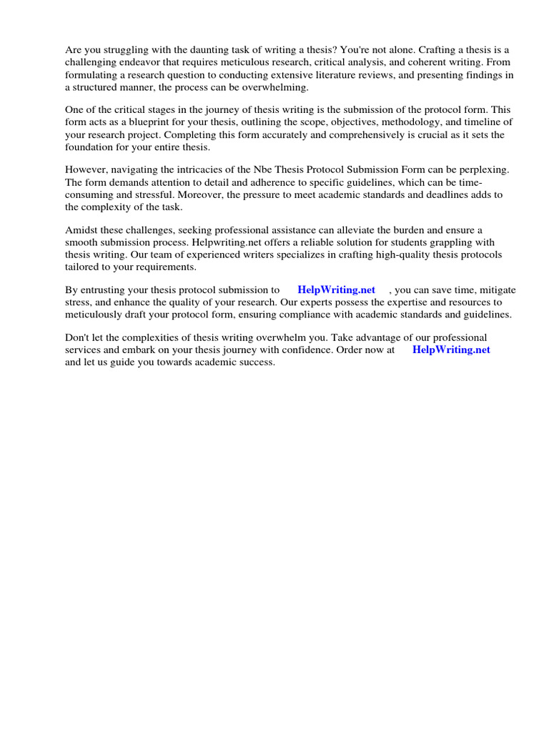 Nbe Thesis Protocol Submission Form | PDF | Thesis | Clinical Trial
