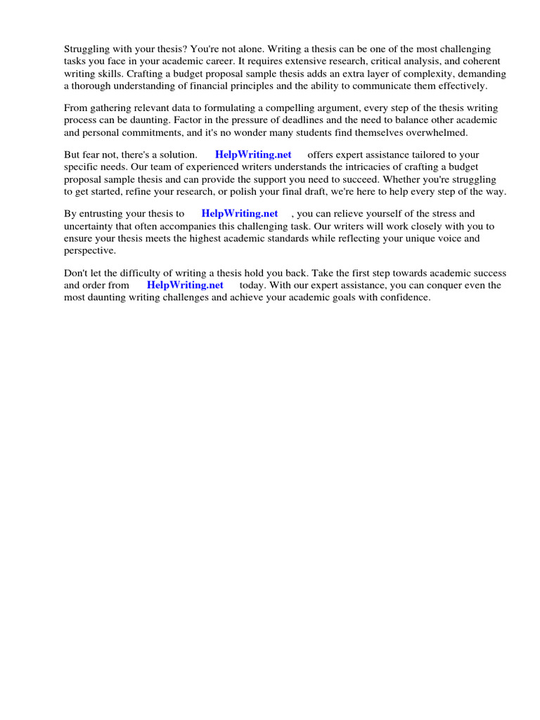 Budget Proposal Sample Thesis | PDF | Budget | Cost