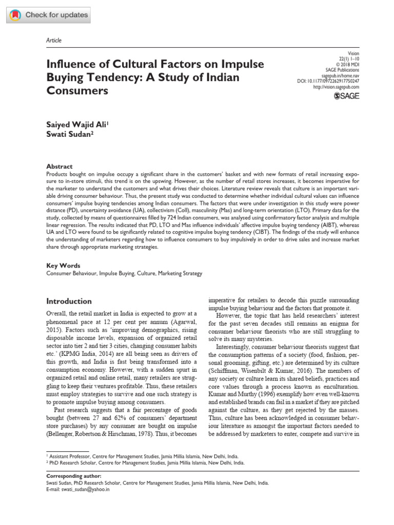 A3. Influence of Cultural Factors On Impulsive Buying Tendency | PDF