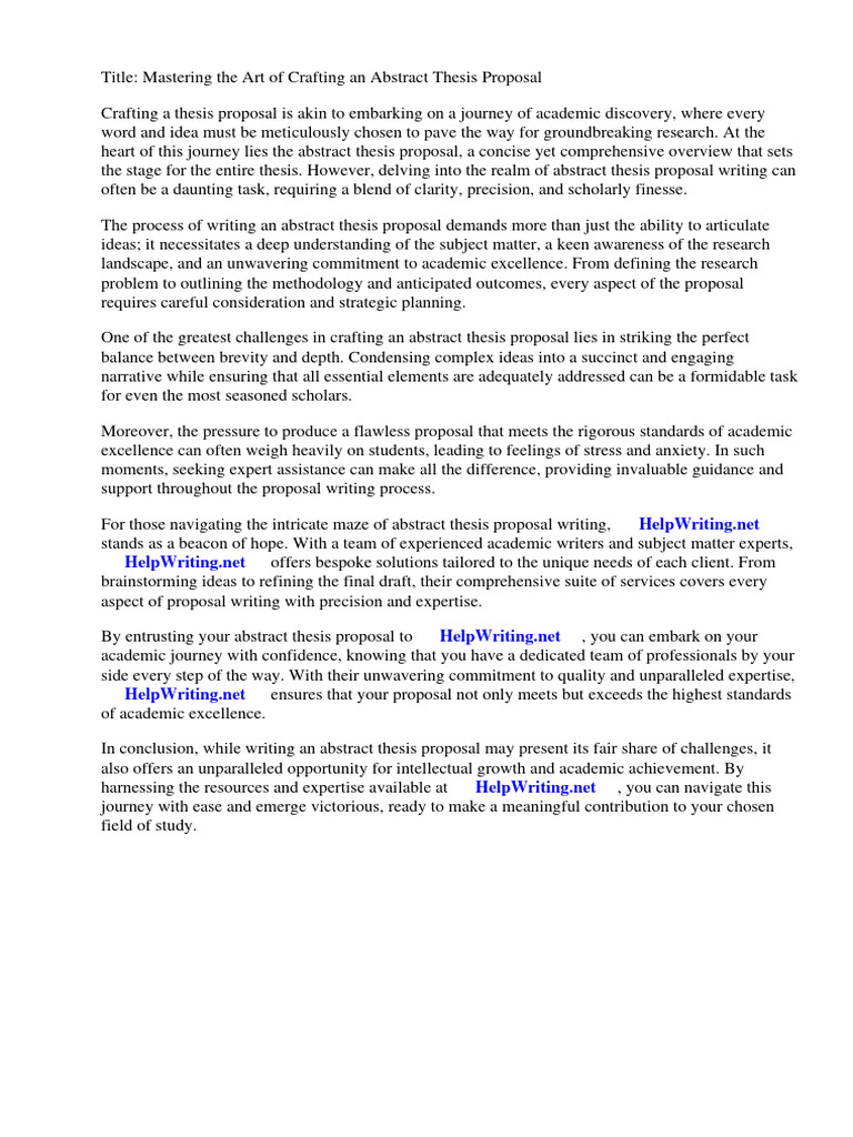 How To Write An Abstract Thesis Proposal Download Free Pdf Thesis Abstract Summary
