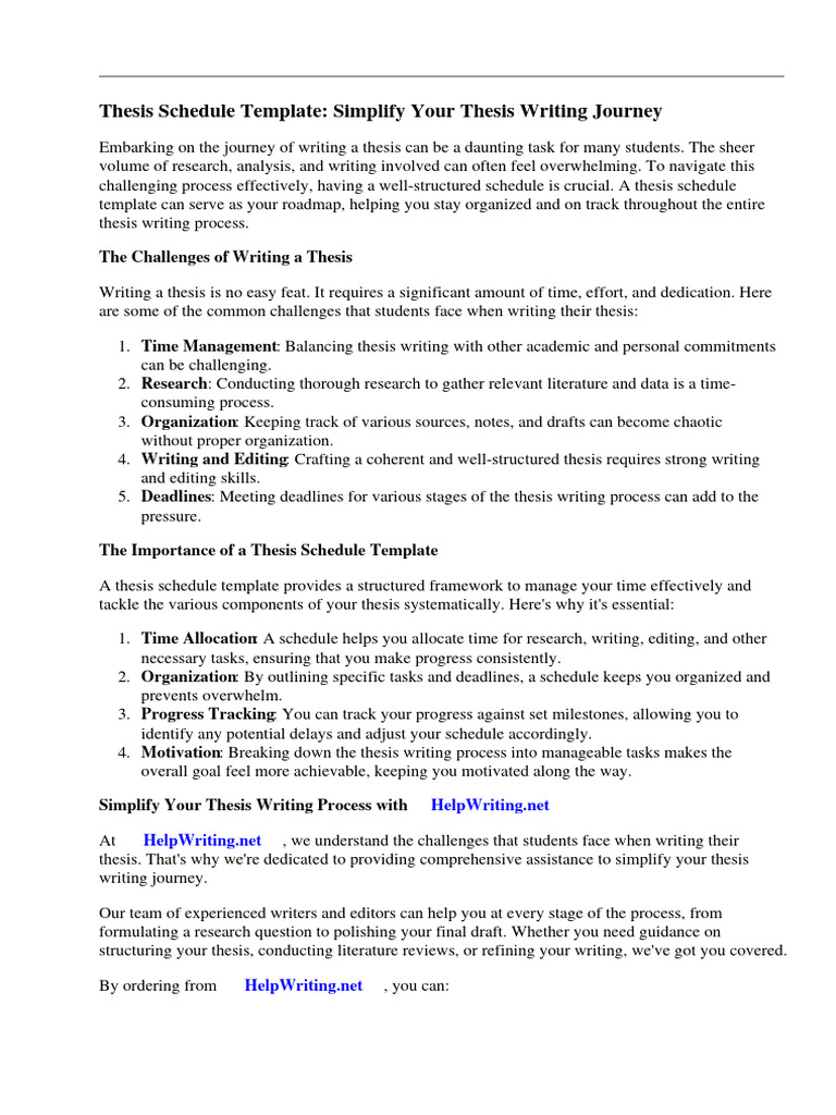 Thesis Schedule Template | PDF | Thesis | Doctor Of Philosophy