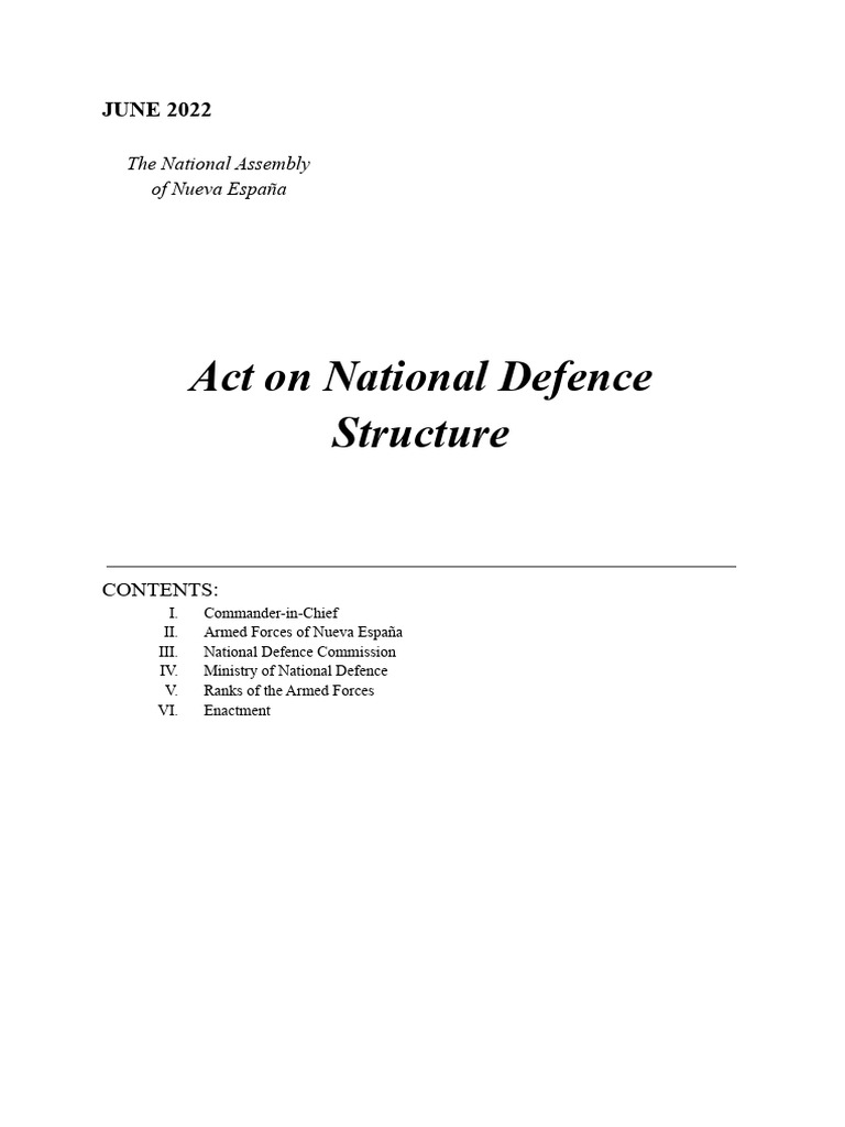 Act On National Defence Structure 2 | PDF | Commander In Chief ...