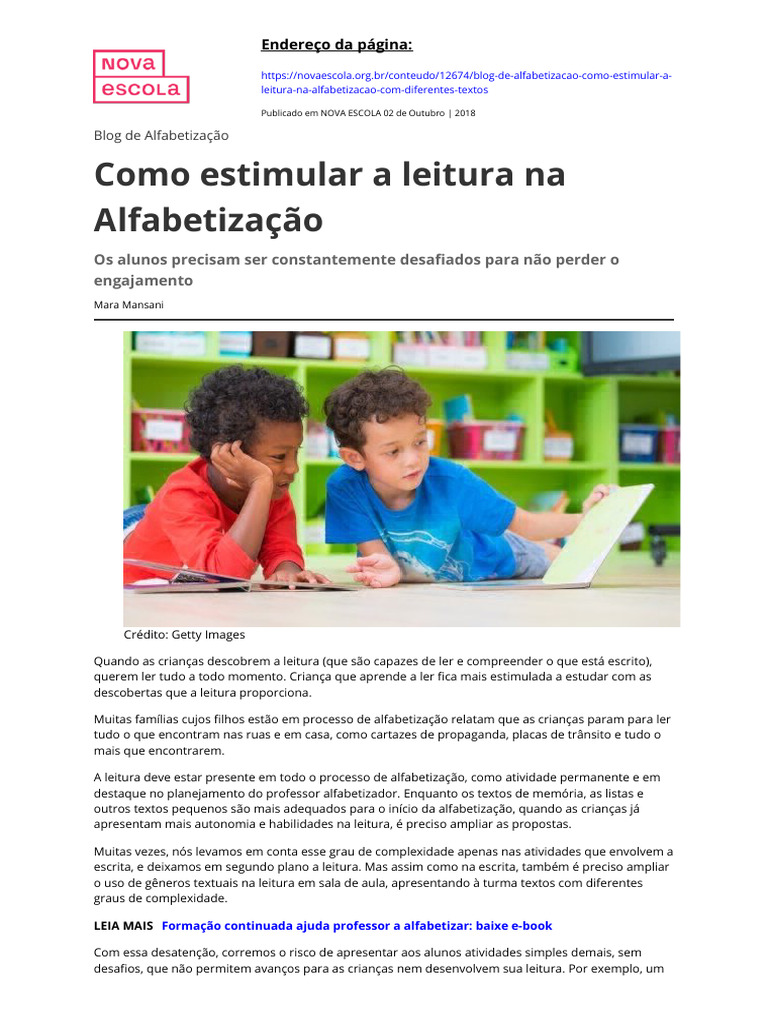 Como Estimular A Leitura Na Alfabetizacao Pdf Alfabetização Girafa