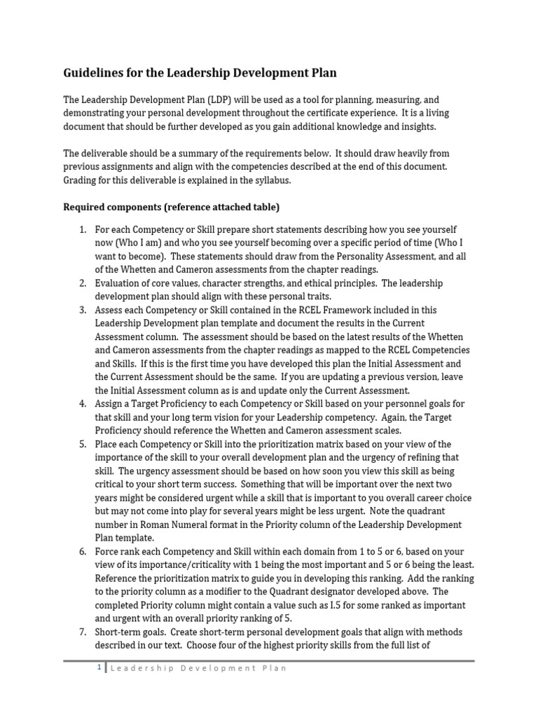 Leadership Development Plan Guidelines | PDF | Leadership ...