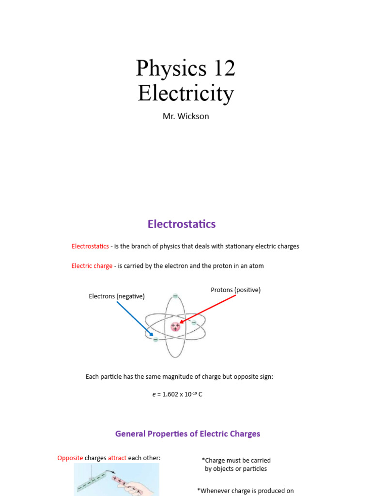 Physics 12 Electricity | PDF | Electric Charge | Electric Field