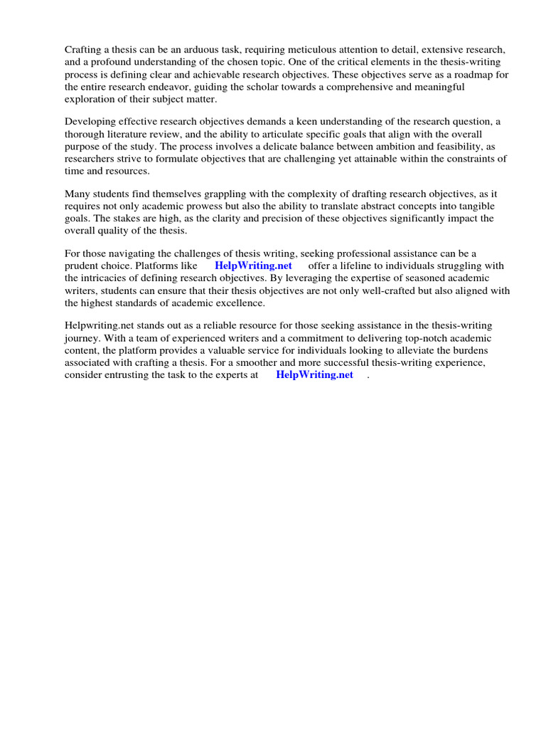 Example Research Objectives Thesis Pdf Thesis Methodology
