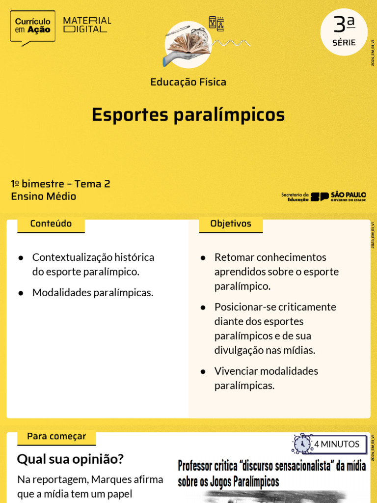 História e Modalidades dos Esportes Paralímpicos | PDF | Jogos ...