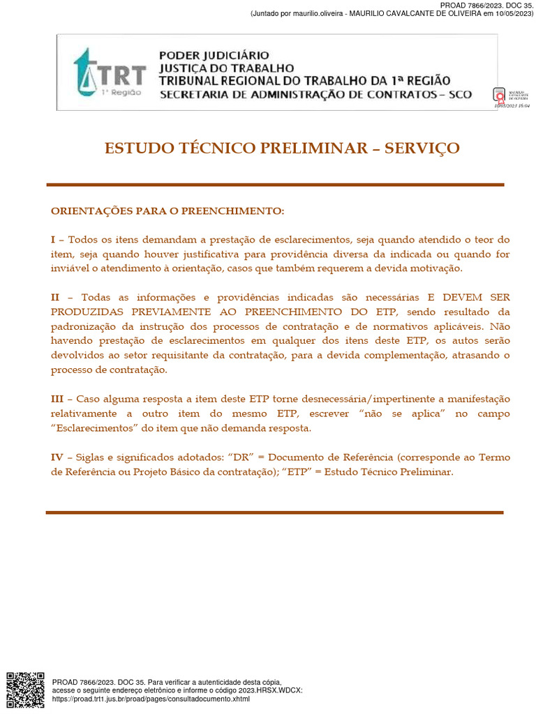 Estudo Técnico Preliminar | PDF