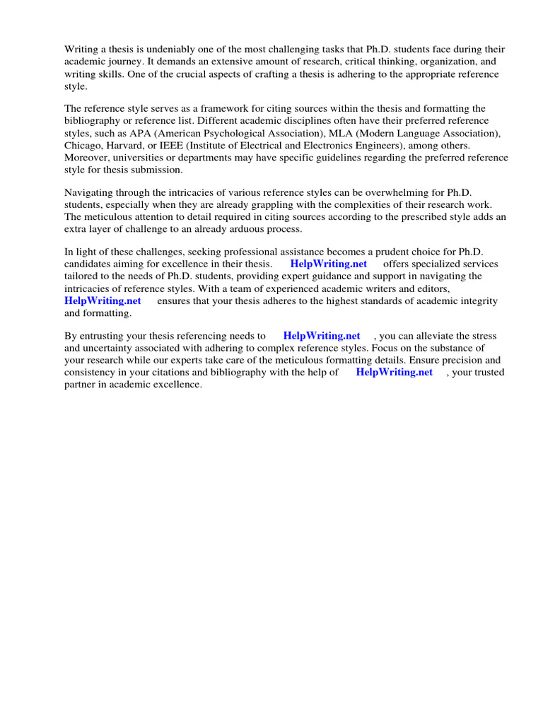 PHD Thesis Reference Style | PDF | Thesis | Apa Style
