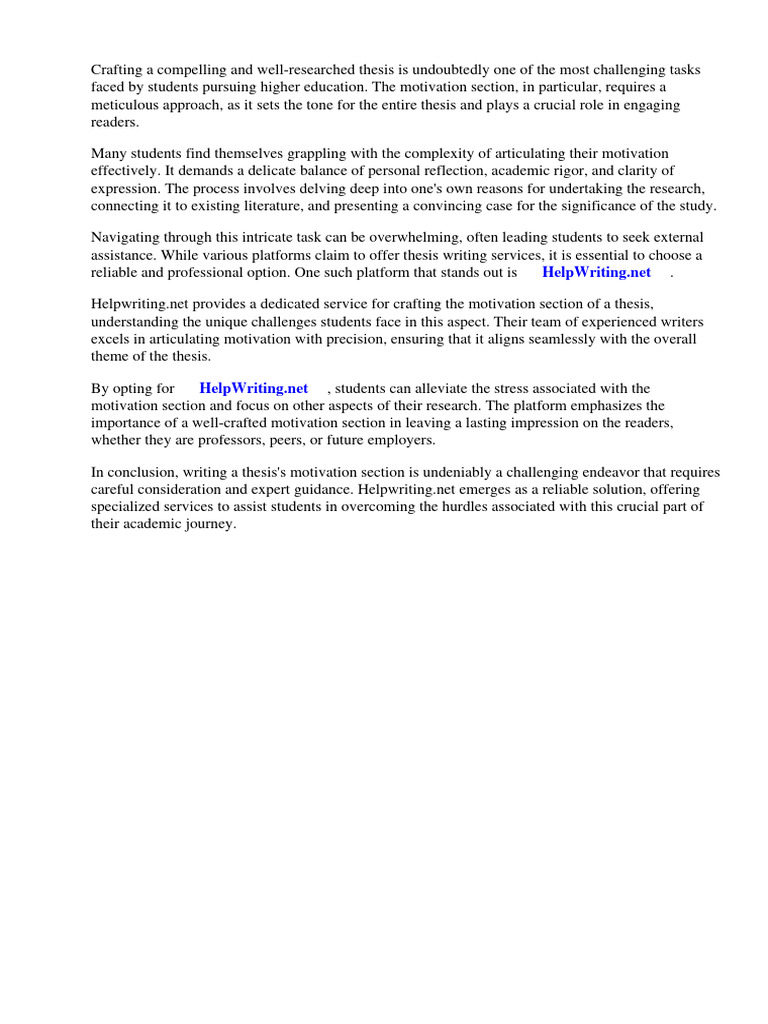 Thesis Motivation Section | PDF | Motivational | Motivation
