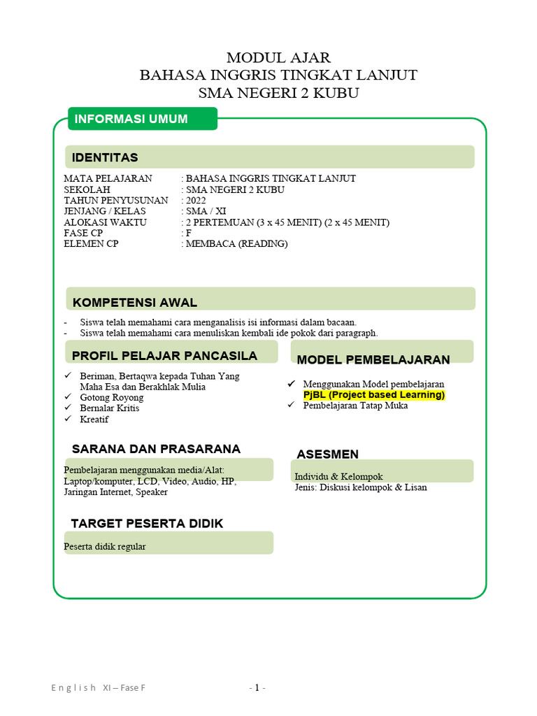 PEER-TEACHING Modul Ajar - Hortatory Exposition Text | PDF