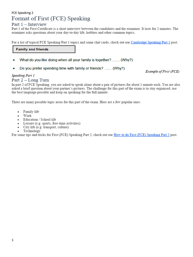 FCE Speaking 2 | PDF | Language Arts & Discipline | Foreign Language Studies