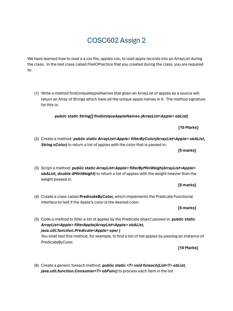 Cosc602 Assignment 2 1 Pdf Method Computer Programming Class Computer Programming 