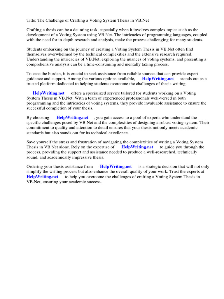 Voting System Thesis | PDF | Elections | Databases