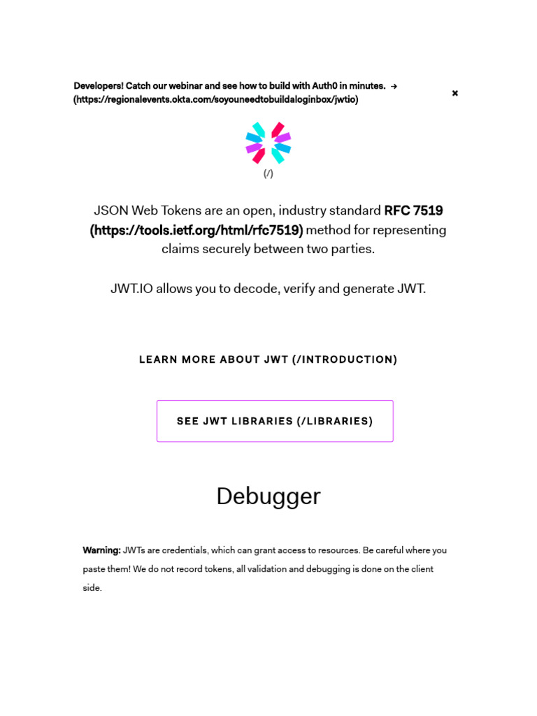 JSON Web Tokens - JWT - Io | PDF | Security Engineering | Software JSON Web Tokens - JWT - Io | PDF | Security Engineering | Software