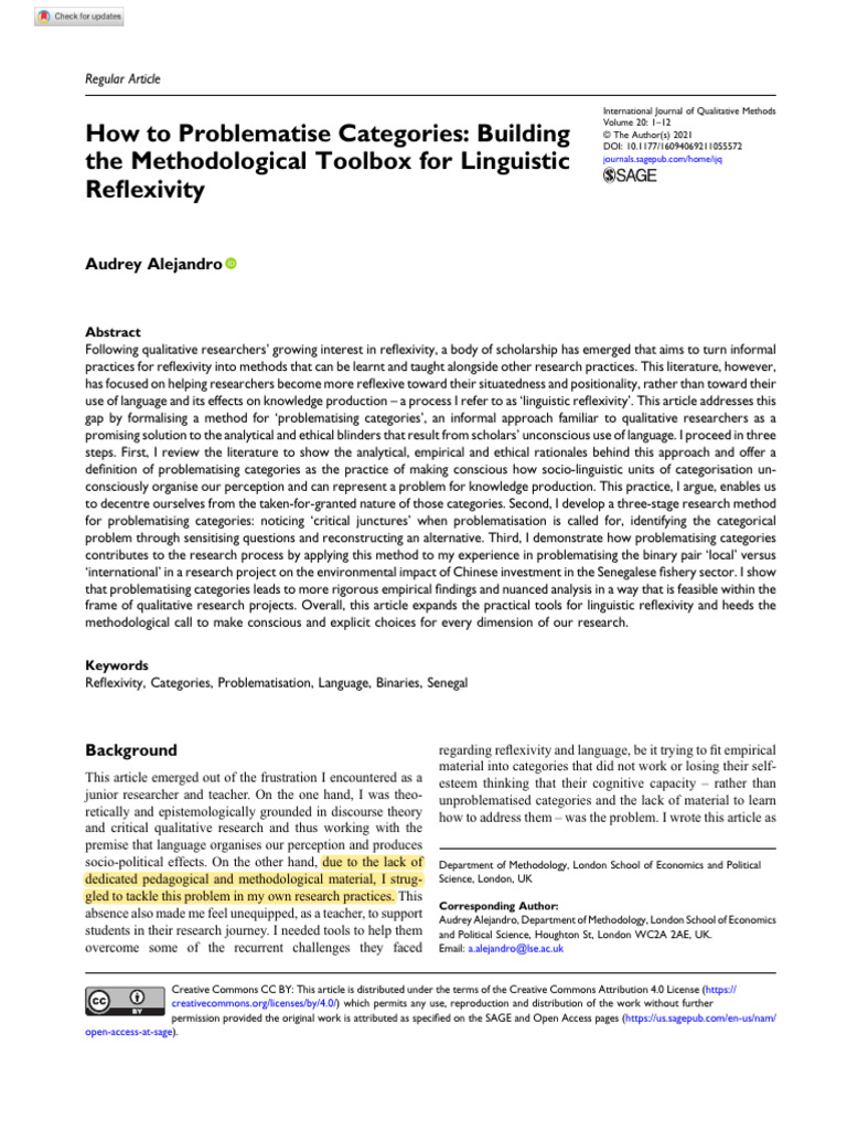 How To Problematise Categories Building The Methodological Toolbox For ...