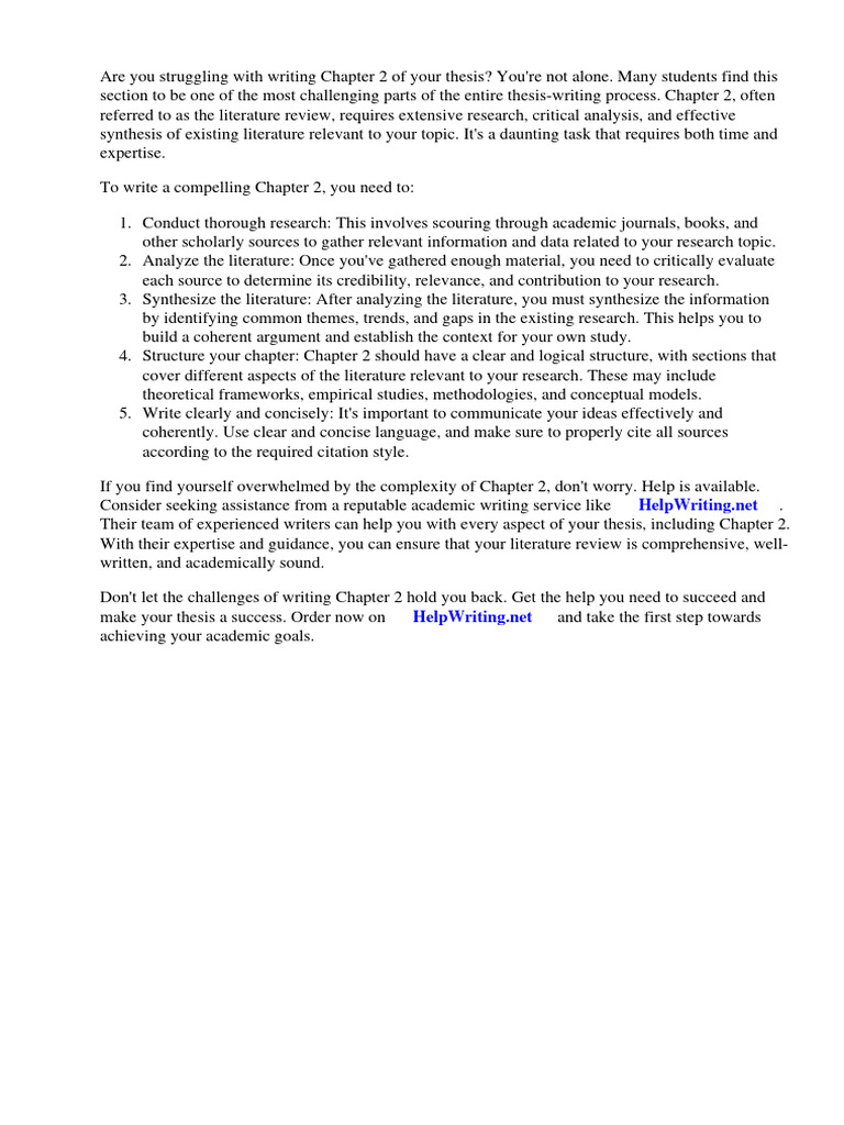 How To Write Chapter 2 in Thesis | PDF | Thesis | Data