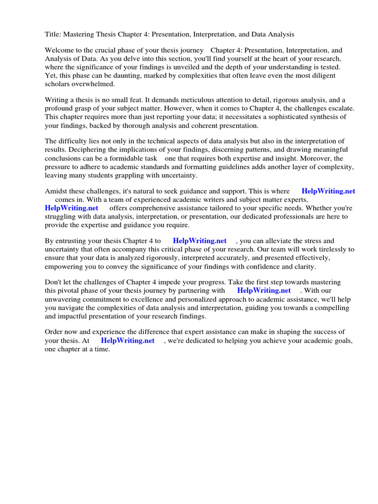 Sample Thesis Chapter 4 Presentation Interpretation and Analysis of ...