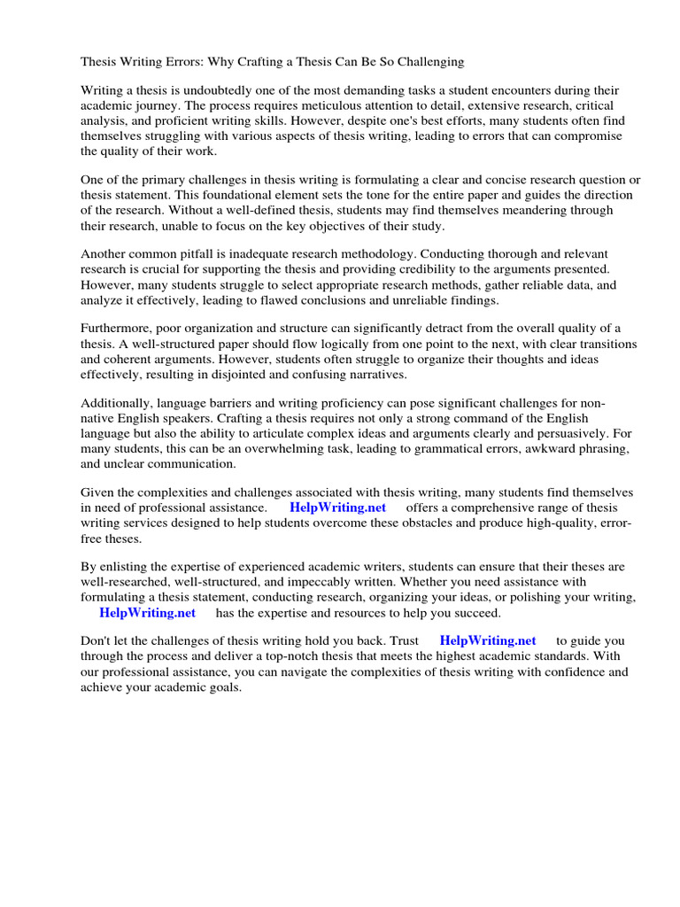 Thesis Writing Errors | PDF | Thesis | Essays Thesis Writing Errors | PDF | Thesis | Essays