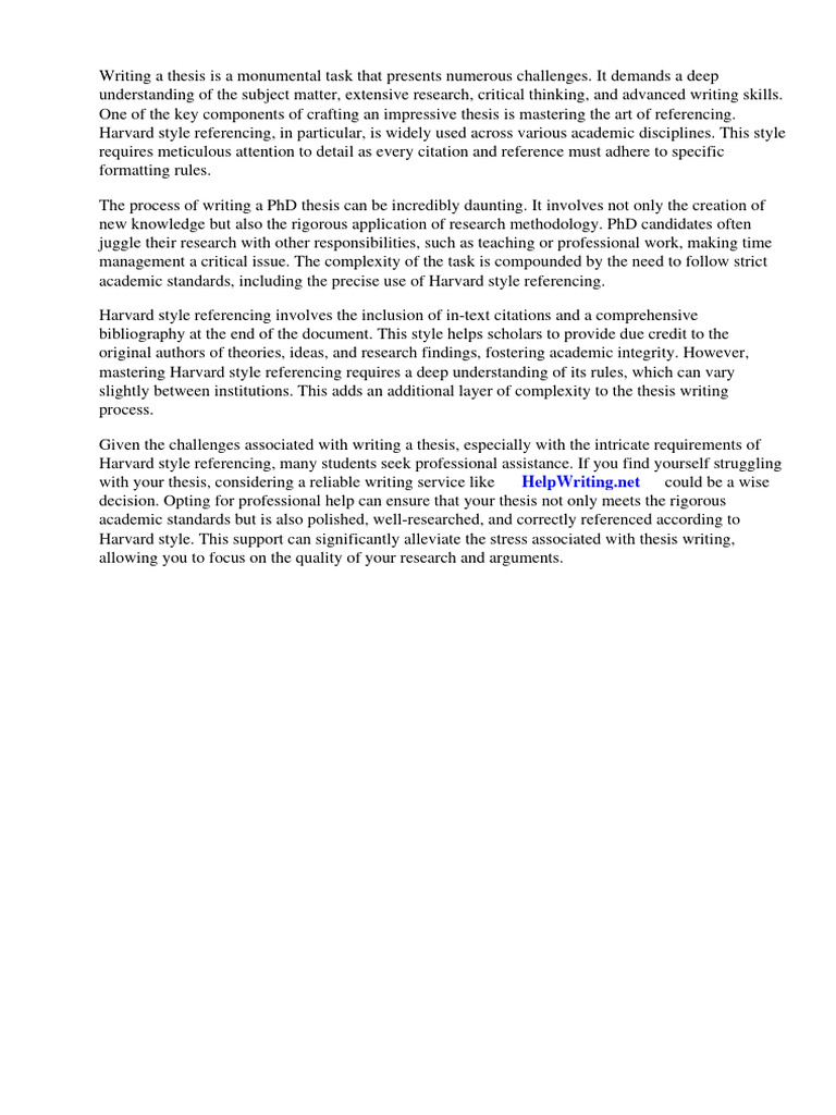 Mastering Harvard Thesis Referencing | PDF | Citation | Thesis