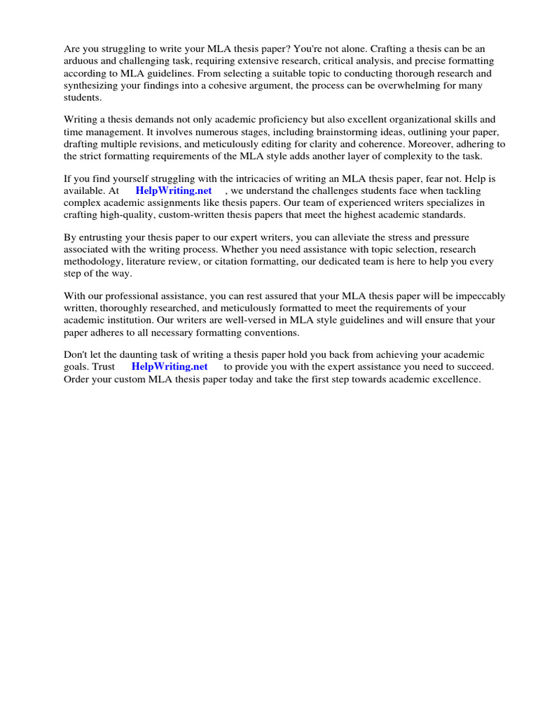 Mla Thesis Paper Template | PDF | Citation | Thesis