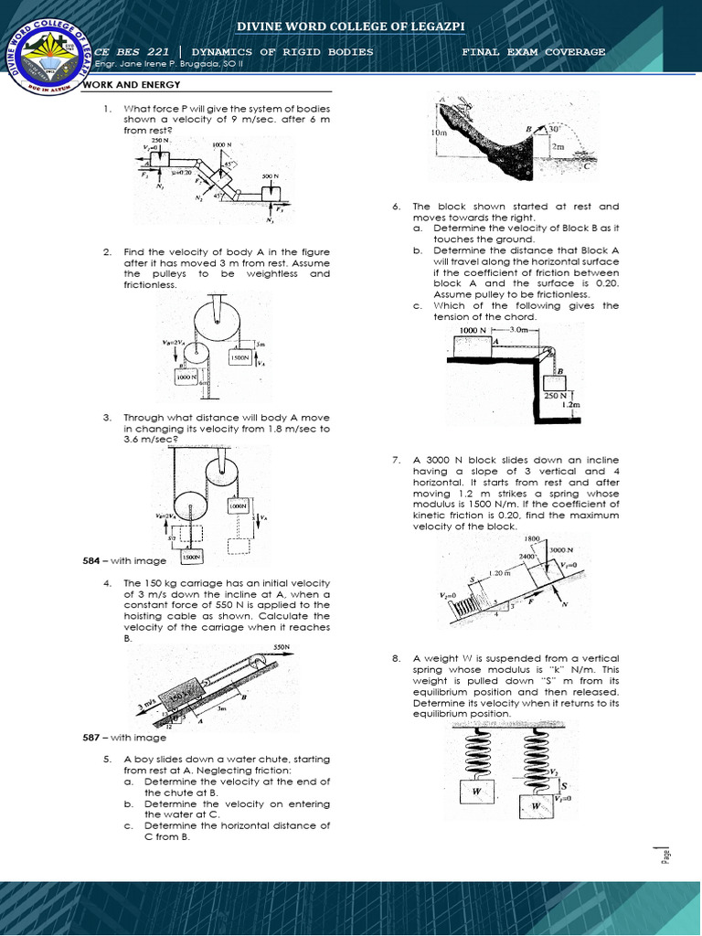 Dynamics Final Exam Overview | PDF | Force | Friction