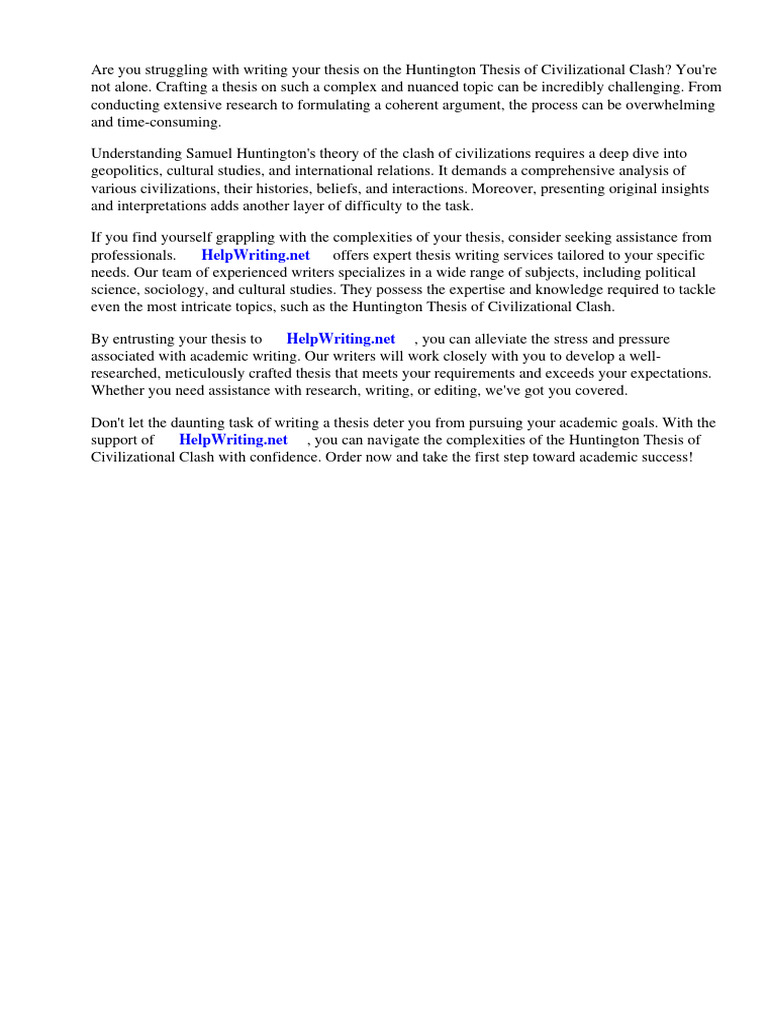Huntington Thesis of Civilizational Clash | PDF | Civilization