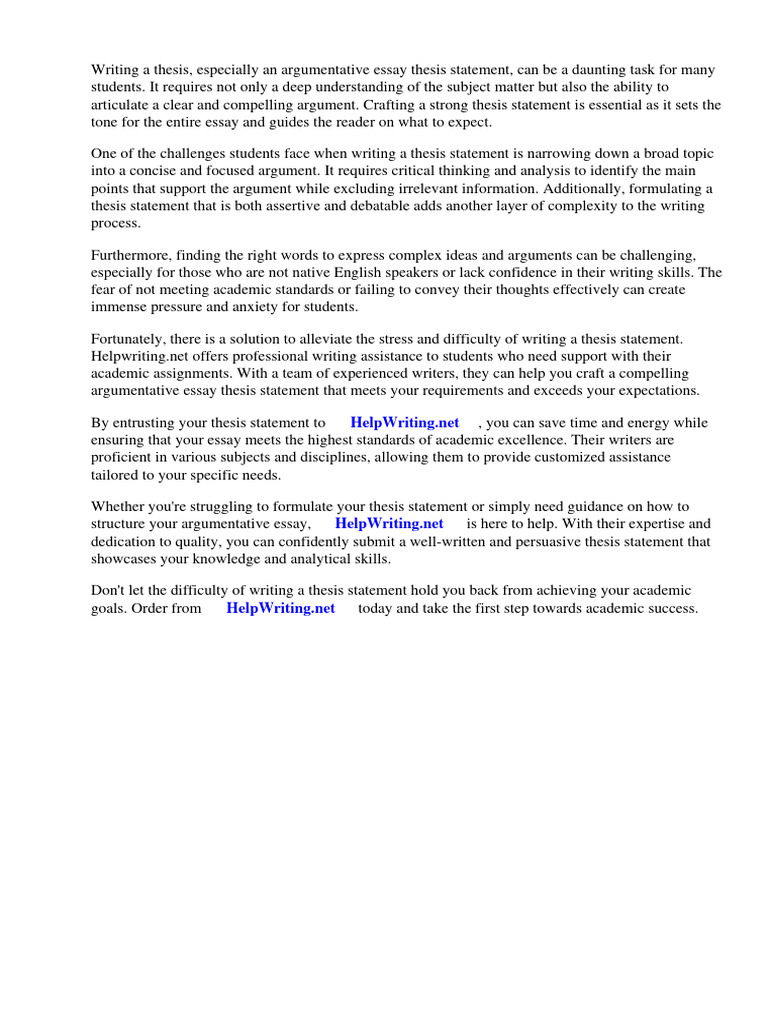 Argumentative Essay Thesis Statement Examples | PDF | Essays | Thesis