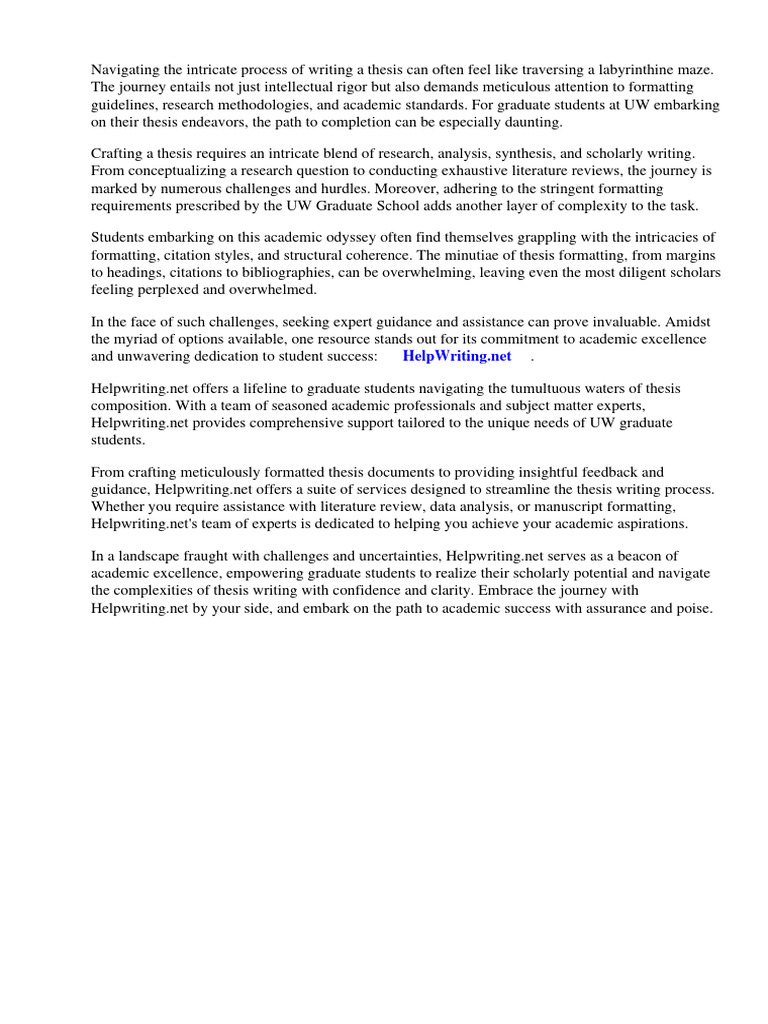 Uw Graduate School Thesis Format | PDF | Bayesian Inference | Thesis