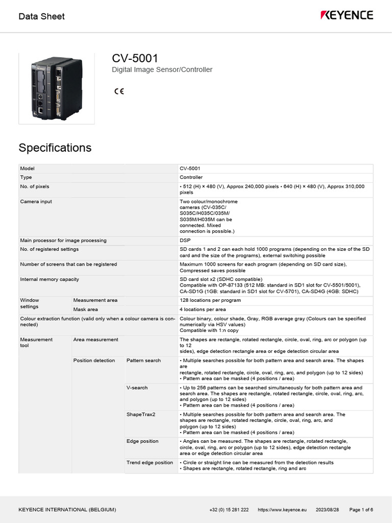 CV-5001_Datasheet | PDF | Rectangle | Area