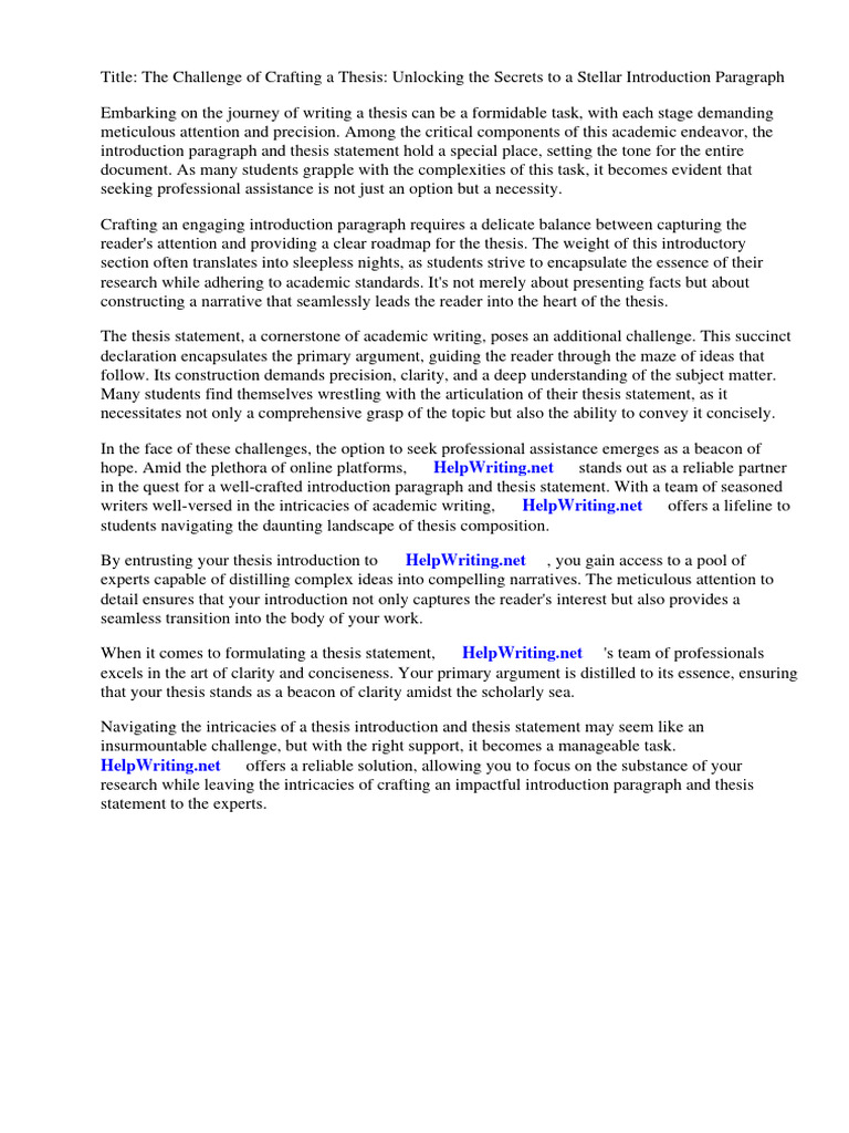 How To Write A Good Introduction Paragraph and Thesis | PDF | Essays ...