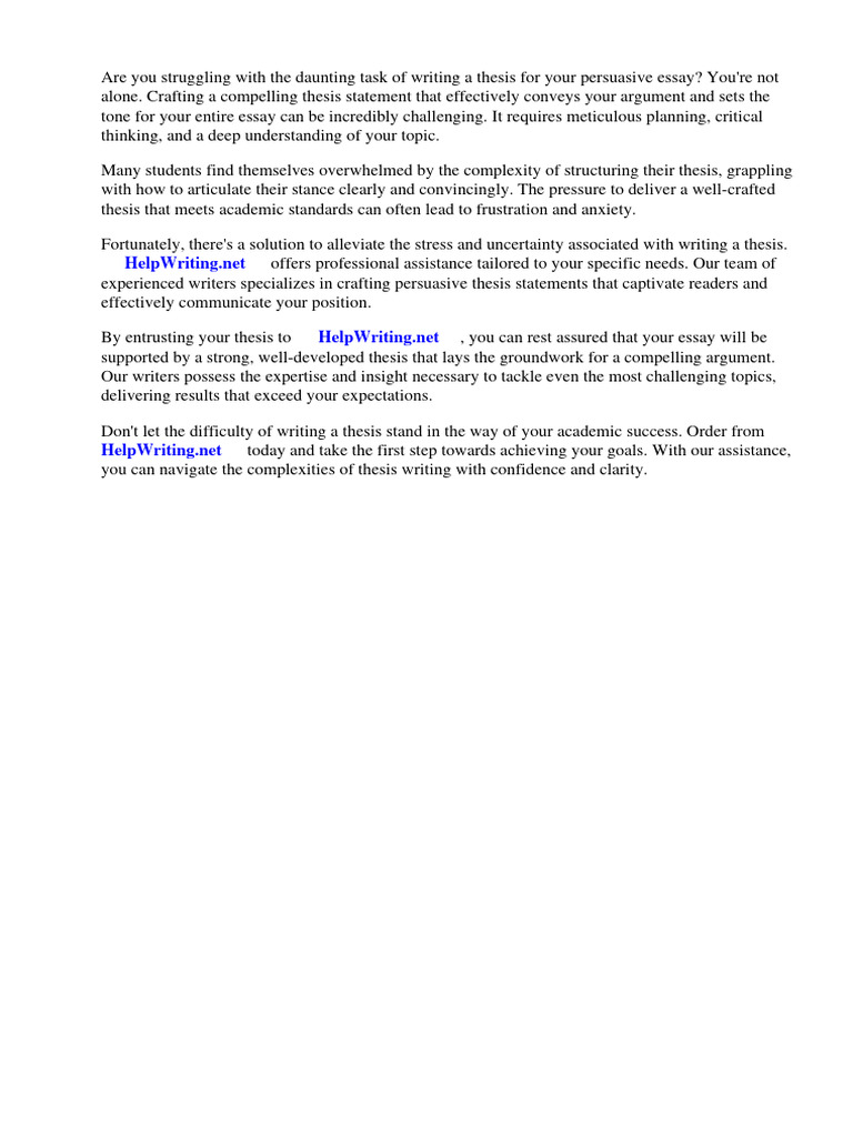 Crafting a Persuasive Thesis Statement | PDF | Essays | Persuasion