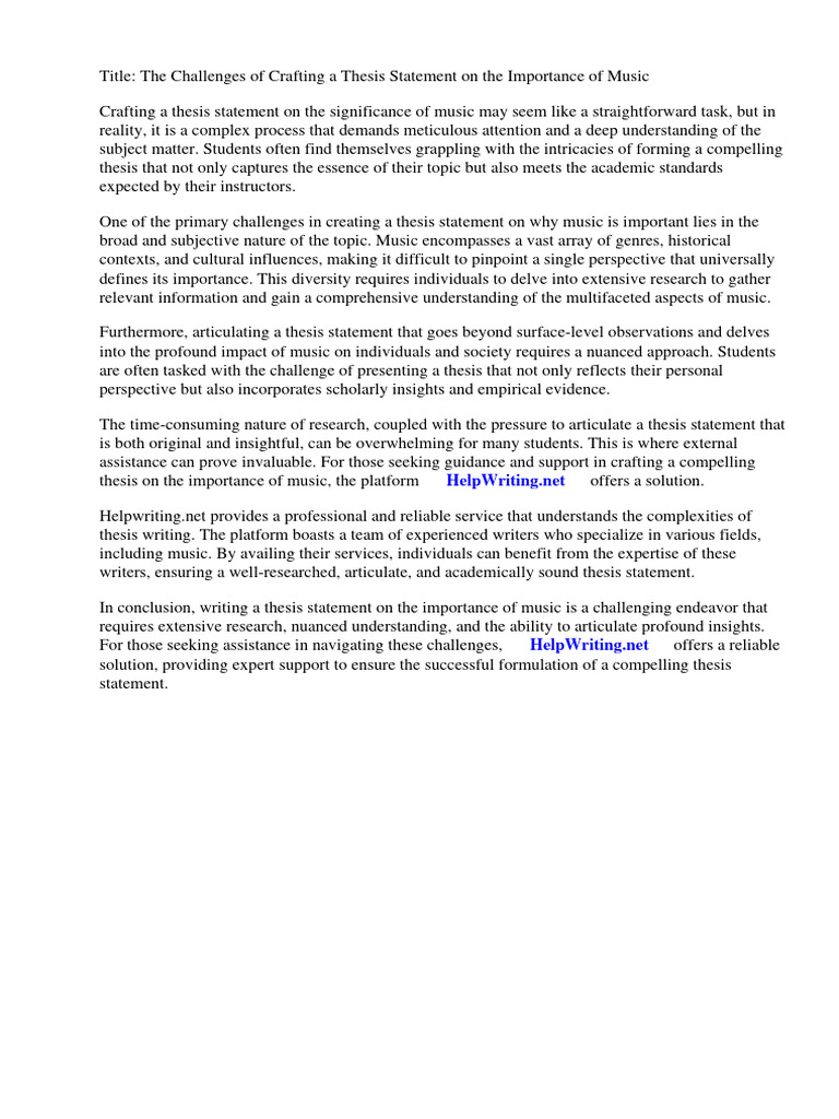 Crafting Music Thesis Statements | PDF | Thesis