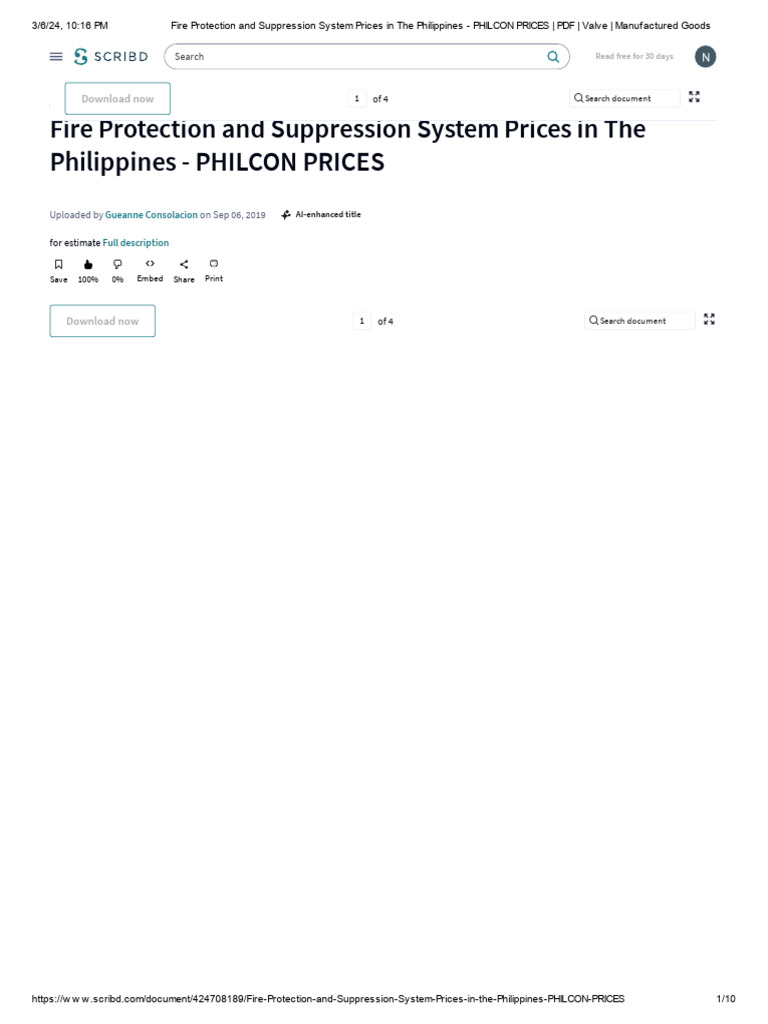 Fire Protection and Suppression System Prices in The Philippines - PHILCON PRICES - PDF - Valve ...