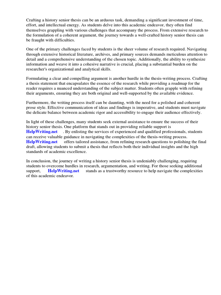 How To Write A History Senior Thesis | Download Free PDF | Essays | Thesis