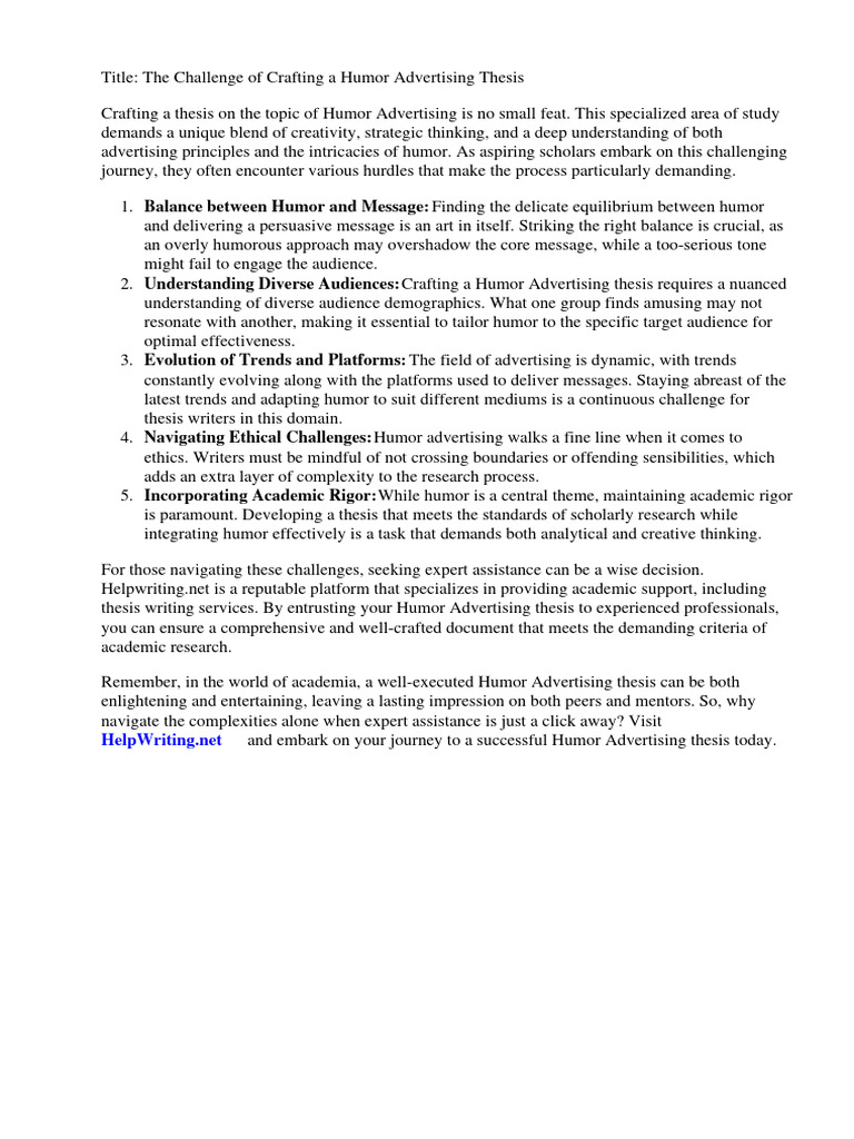 Humor Advertising Thesis | PDF | Business