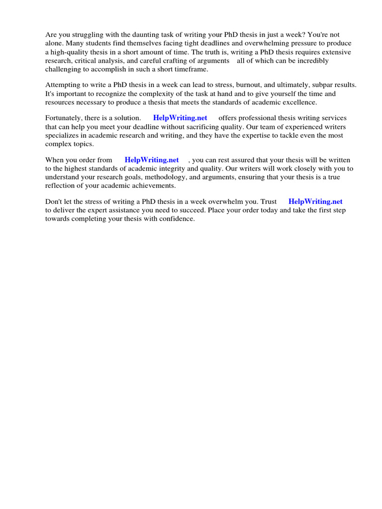 Write Your Thesis in One Week | PDF | Thesis | Doctor Of Philosophy