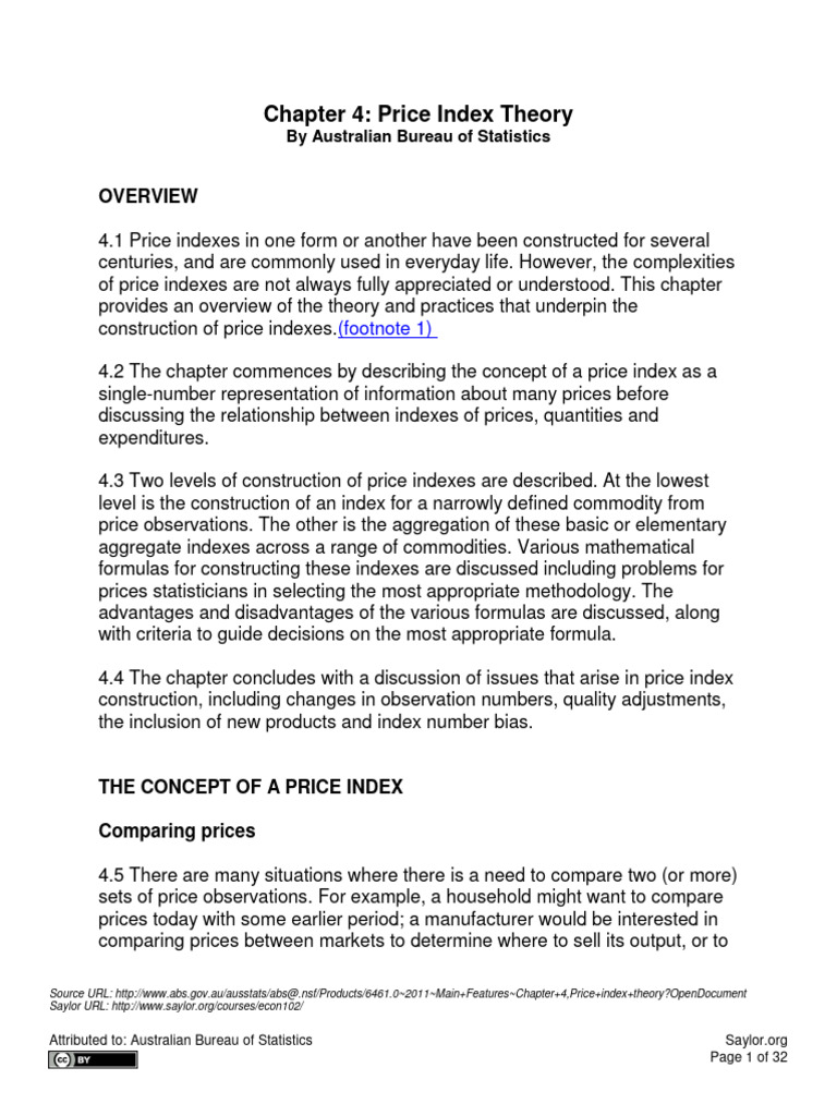 Price Index Theory | PDF