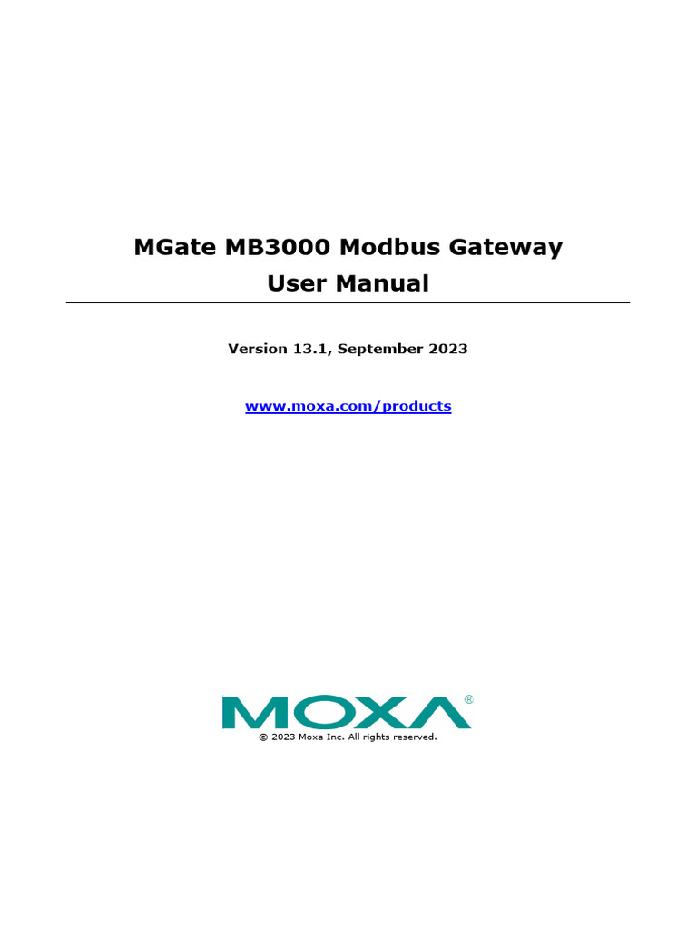 MGate MB3000 Modbus Gateway User Manual Version 13.1 | PDF | Computer Network | Port (Computer ...