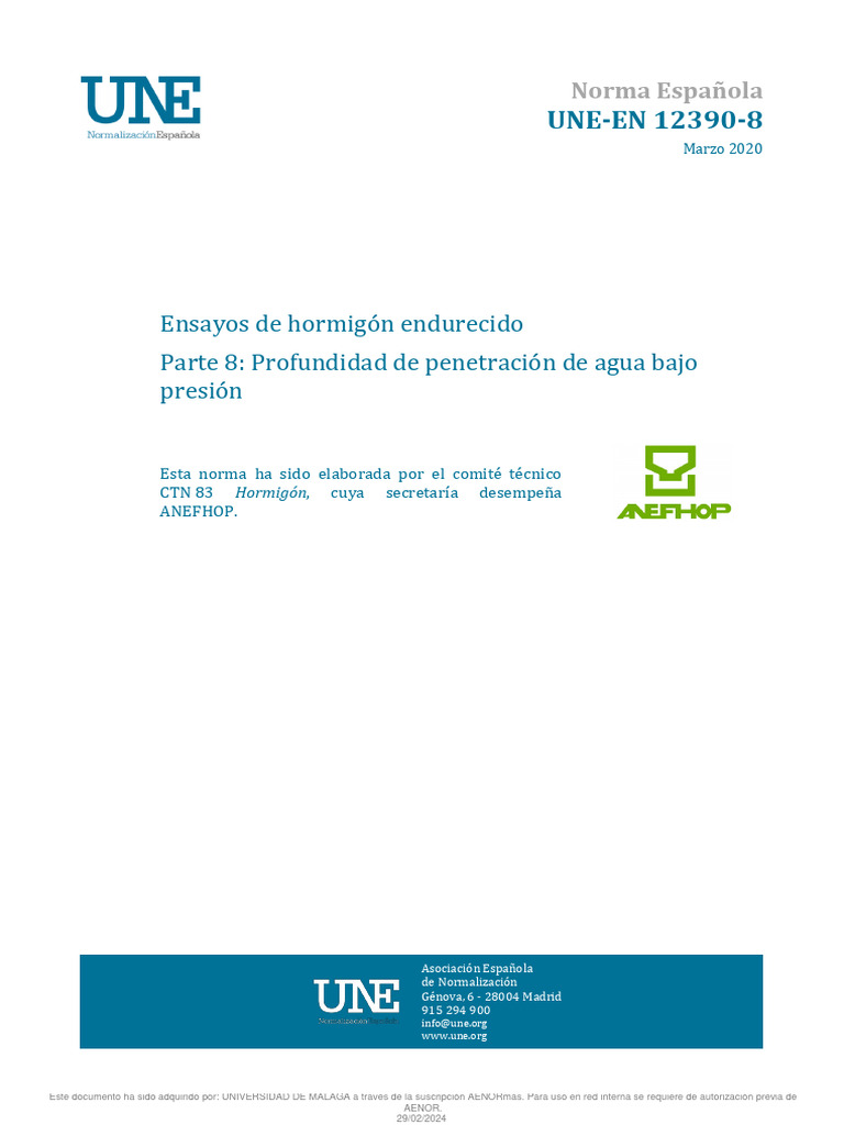 Une en - 12390 8 2020 PDF | Descargar gratis PDF | Hormigón | Ciencias fisicas