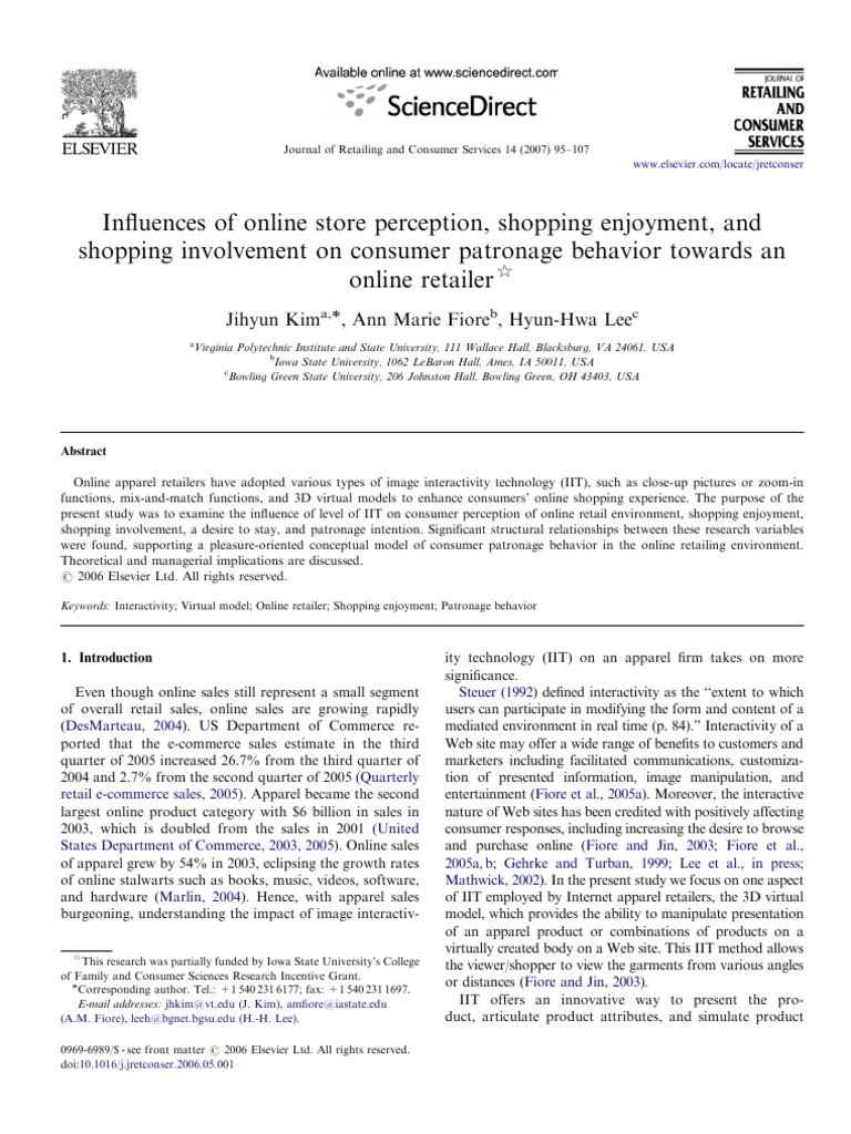 Influences of Online Store Perception, Shopping Enjoyment and Shopping ...