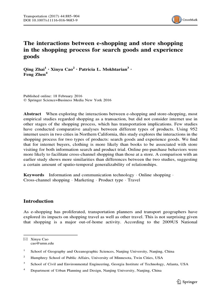Interactions Between E-Shopping and Store Shopping in The Shopping ...