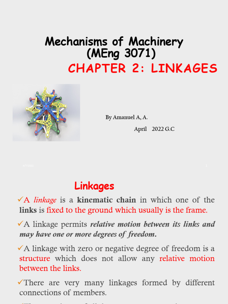 II Mechanisms of Machinery Chapter 2 Linkages | PDF | Tools | Kinematics
