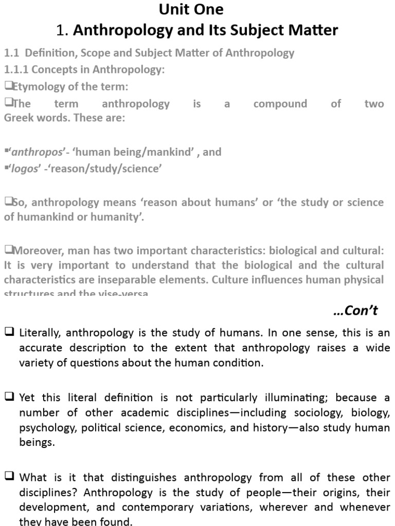Social Anthropology Unit One | PDF | Anthropology | Linguistics
