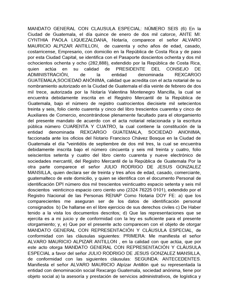 5. Mandato General con Cláusula Especial - YULMA | PDF