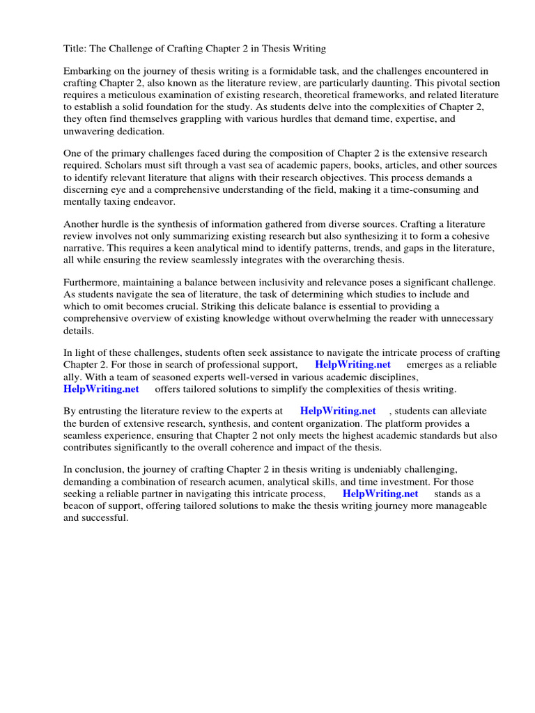 Chapter 2 Thesis Writing | PDF | Thesis | Methodology
