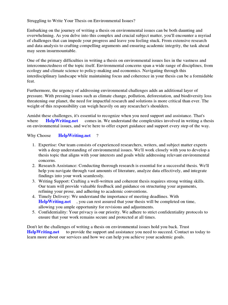 Thesis Help for Environmental Students | PDF | Pollution | Climate Change